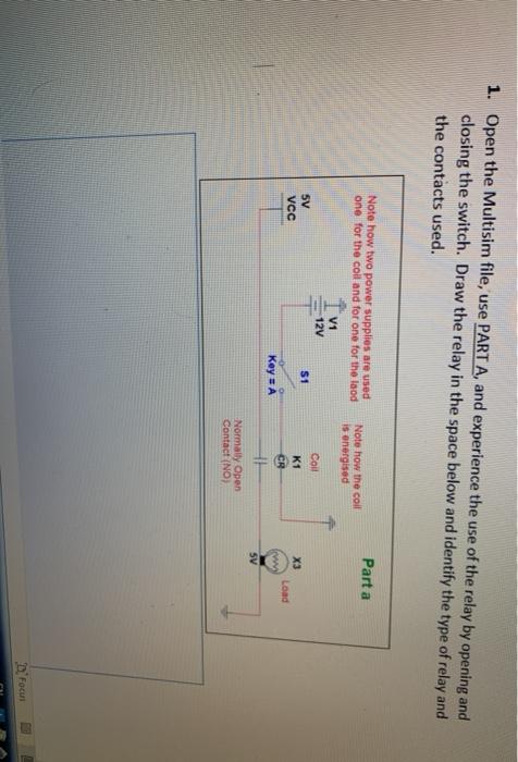 Solved 1. Open the Multisim file, use PART A, and experience | Chegg.com