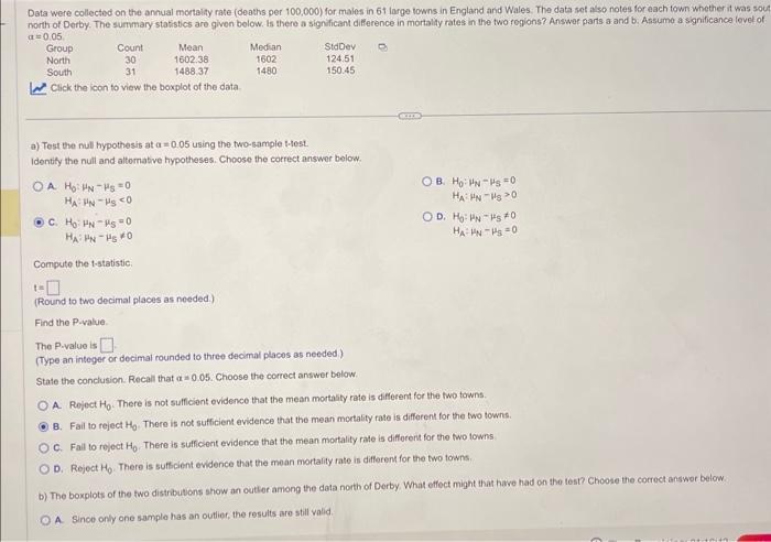 Solved Click the icon to view the boxplot of the data a) | Chegg.com