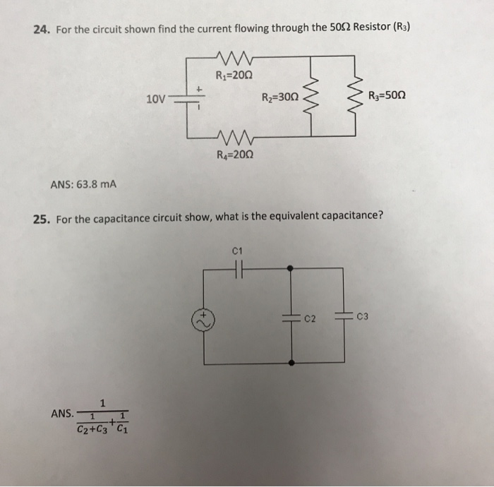 Solved 24. For the circuit shown find the current flowing | Chegg.com