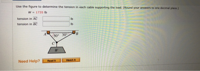 Solved Use the figure to determine the tension in each cable | Chegg.com