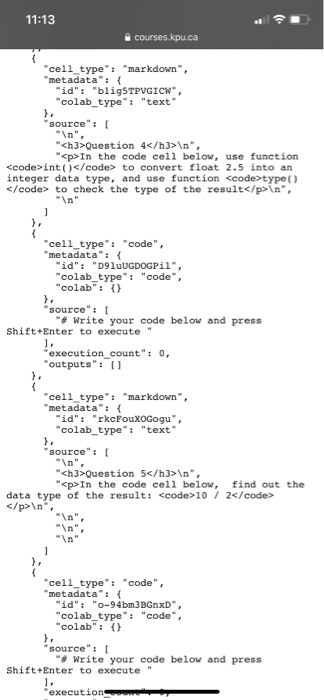 Solved 11:13 courses.kpu.ca "cell_type": "markdown", | Chegg.com