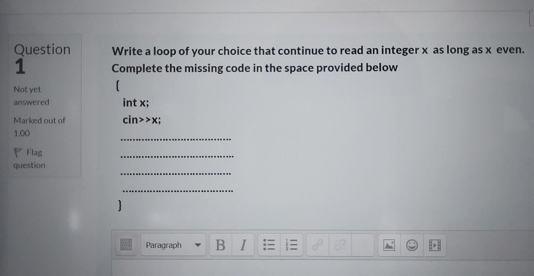 Solved Question 1 Write a loop of your choice that continue | Chegg.com