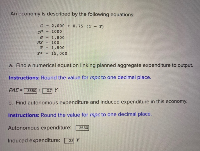 Solved An economy is described by the following equations: C | Chegg.com