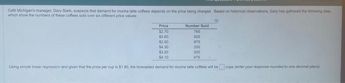 Solved Using Simple Linear Regression And Given That The 