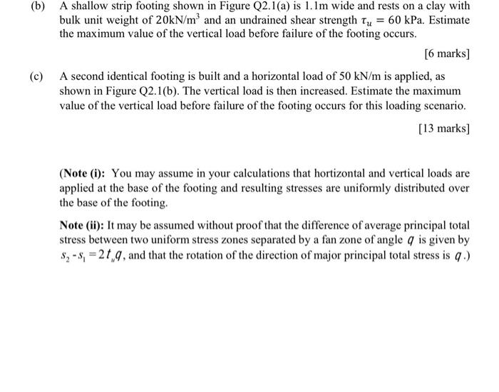 Solved (b) A shallow strip footing shown in Figure Q2.1(a) | Chegg.com