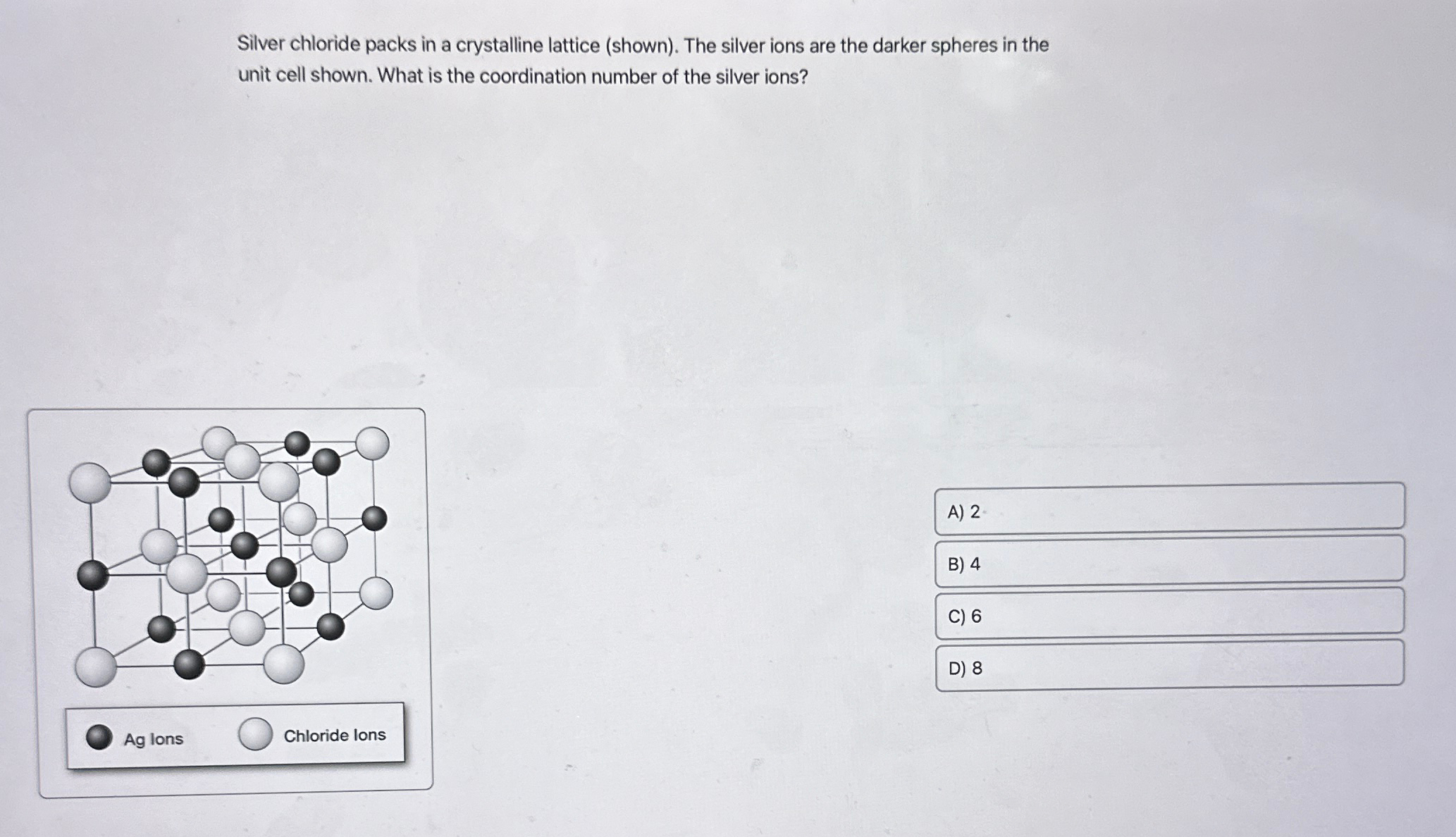 Solved Silver chloride packs in a crystalline lattice | Chegg.com