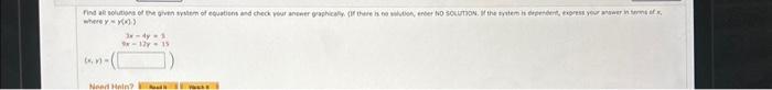 Solved mere y=x(x) ) 3x−4y=45r−17r=15(n,n)=( | Chegg.com