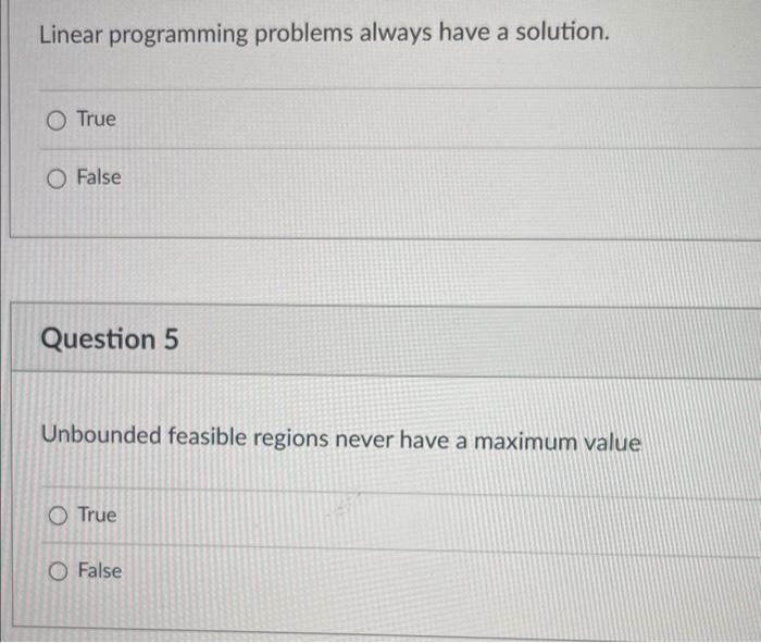 Solved Linear programming problems always have a solution. | Chegg.com