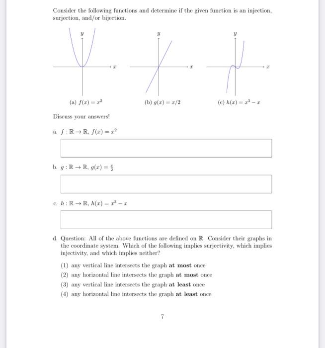 Solved Consider the following functions and determine if the | Chegg.com
