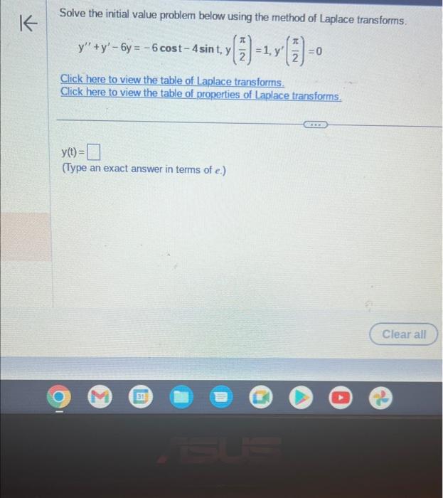 Solved Solve the initial value problem below using the | Chegg.com