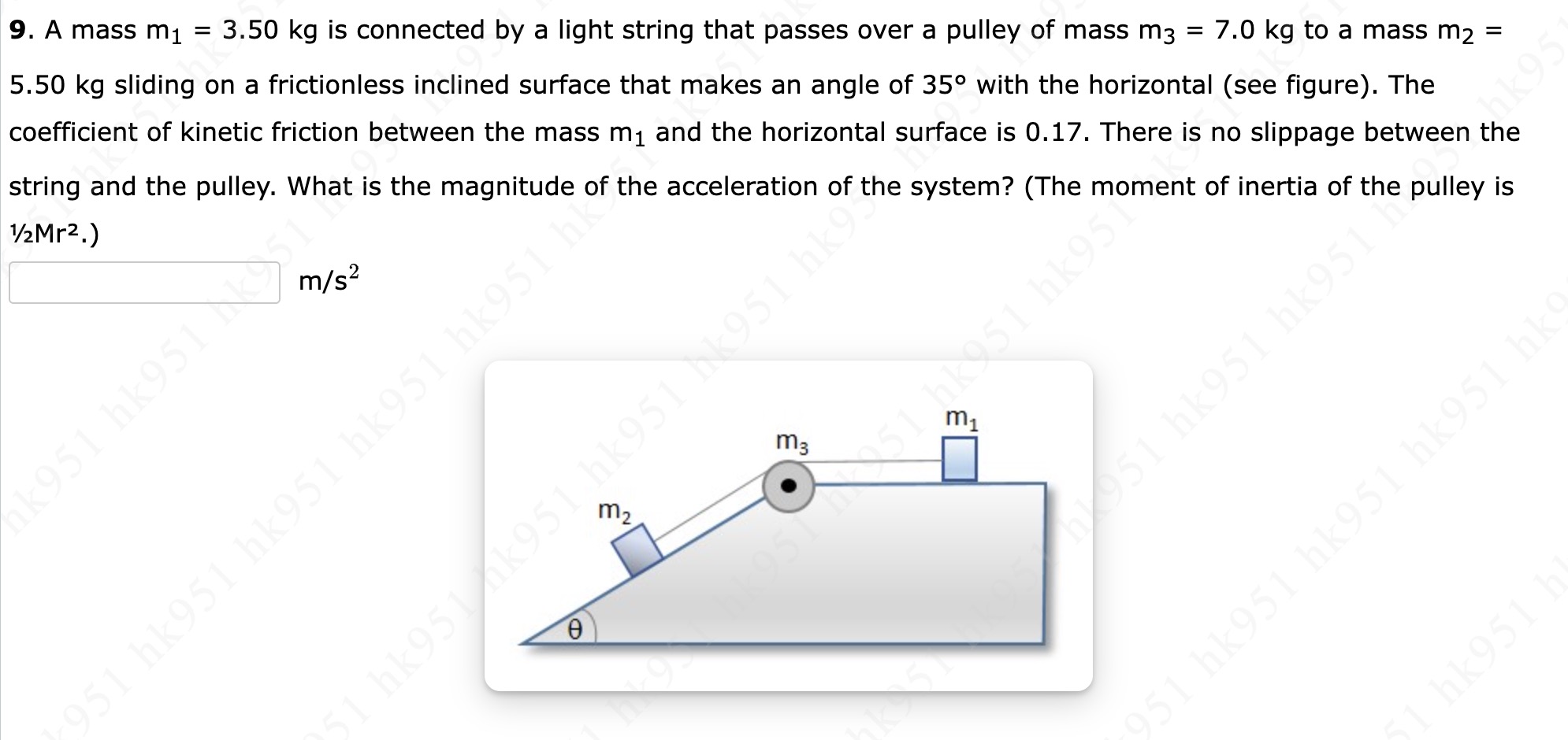 Solved A mass m1=3.50kg ﻿is connected by a light string that | Chegg.com