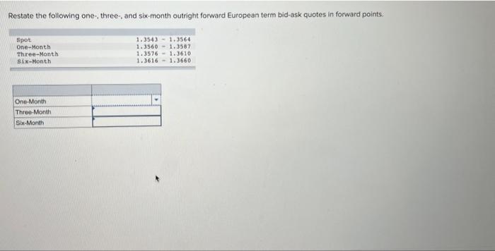 Solved Restate the following one-, three:, and six-month | Chegg.com