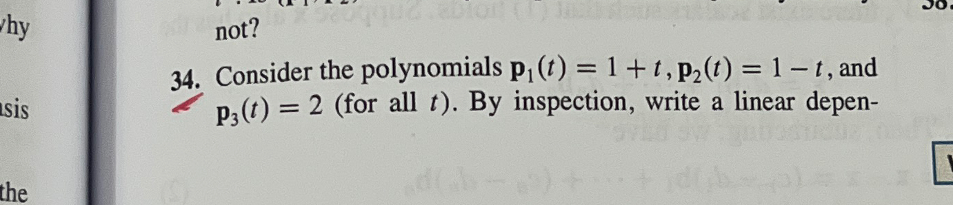 Solved not?34. ﻿Consider the polynomials | Chegg.com