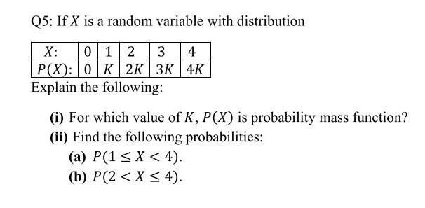 Solved Q5: If X is a random variable with distribution | Chegg.com | Chegg.com