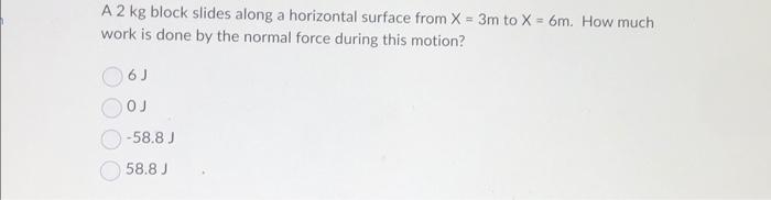 Solved A 2 kg block slides along a horizontal surface from | Chegg.com