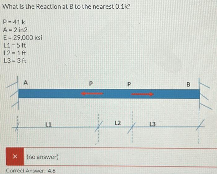 Solved What is the reaction at B to the nearest 0.1k?P = 41 | Chegg.com