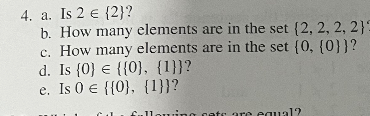 Solved a. ﻿Is 2in{2} ?b. ﻿How many elements are in the set | Chegg.com