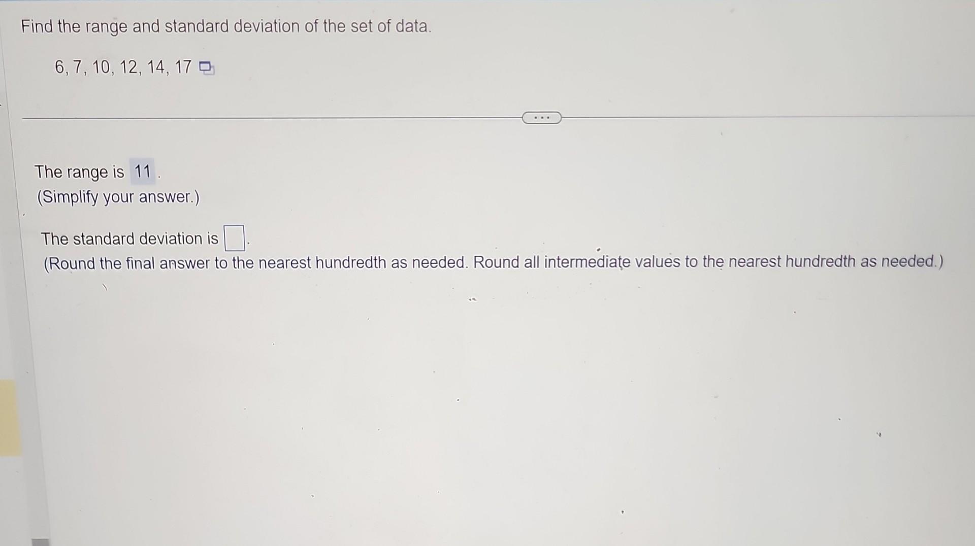 Solved Find the range and standard deviation of the set of | Chegg.com