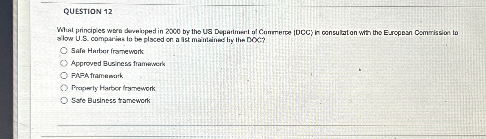 Solved QUESTION 12What principles were developed in 2000 ﻿by | Chegg.com