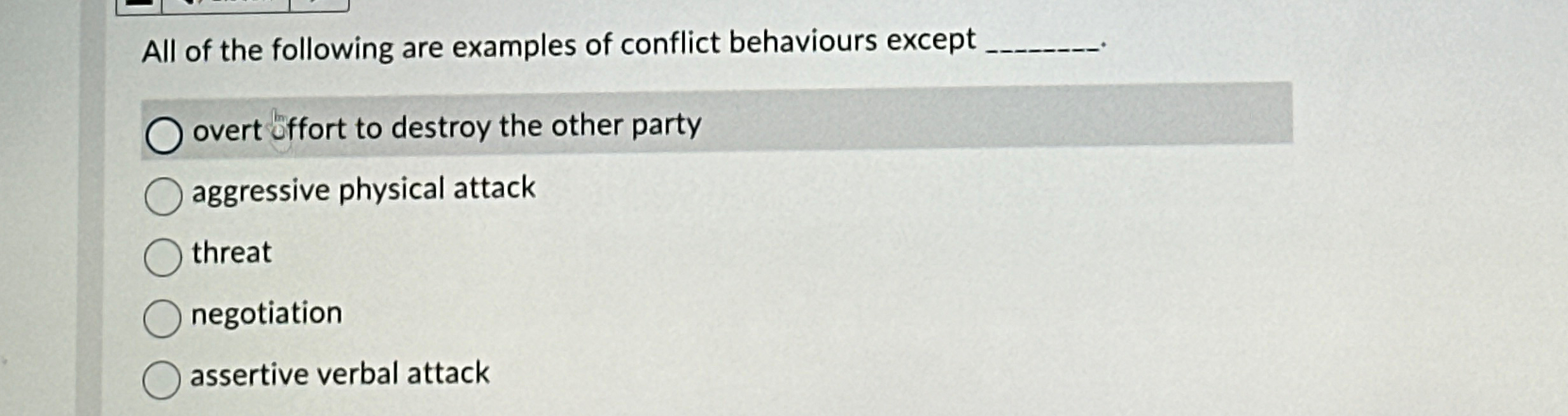 Solved All of the following are examples of conflict | Chegg.com