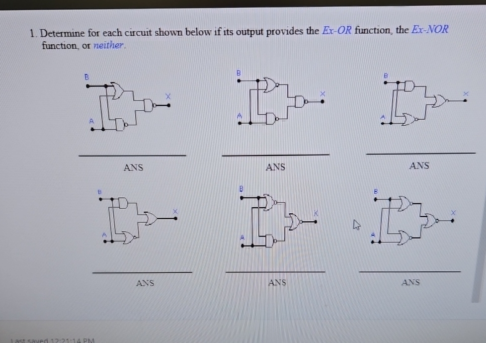 Solved Determine for each circuit shown below if its output | Chegg.com