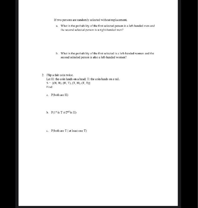 Solved If two persons are randomly selected without | Chegg.com