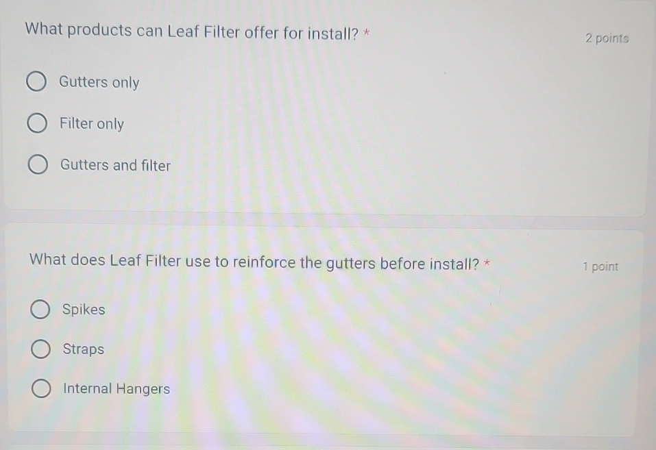 Solved What products can Leaf Filter offer for install? *2 | Chegg.com