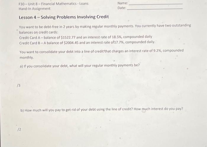 Solved Lesson 4-Solving Problems Involving Credit You want | Chegg.com