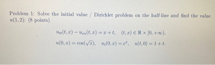 Solved Problem 1: Solve the initial value Dirichlet problem | Chegg.com