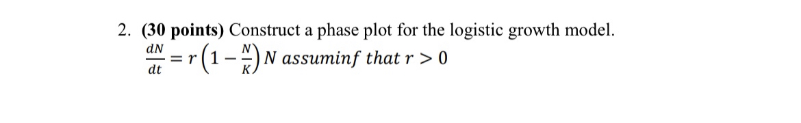 Solved (30 ﻿points) ﻿Construct a phase plot for the logistic | Chegg.com
