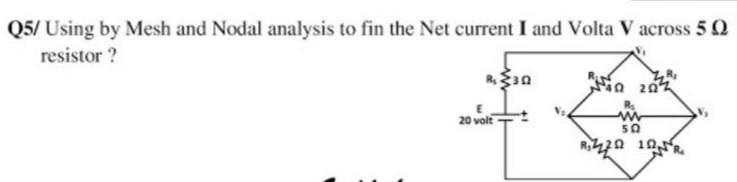 Solved Q5/ Using by Mesh and Nodal analysis to fin the Net | Chegg.com
