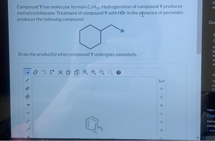 Solved OE m Compound Y has molecular formula C7H12. | Chegg.com