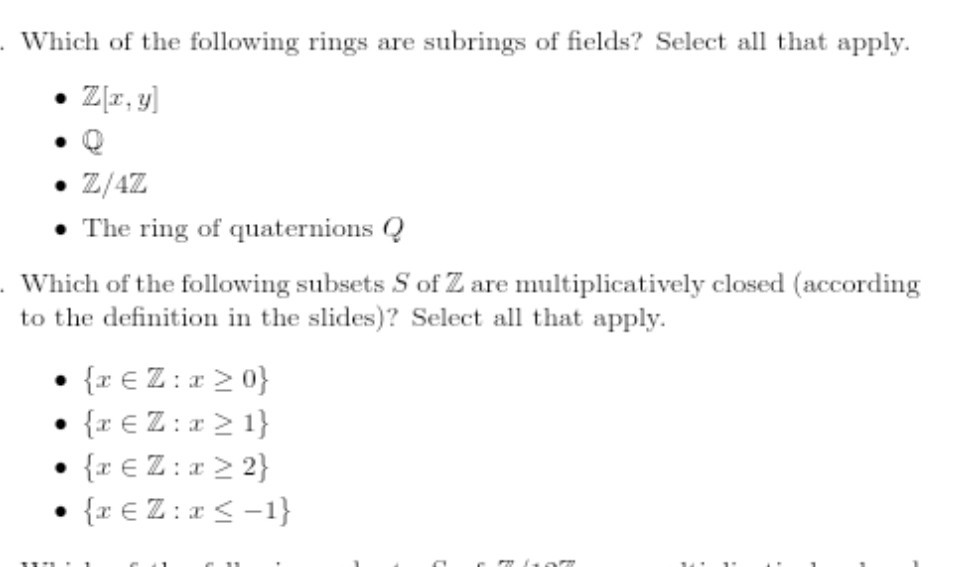 Solved . Which of the following rings are subrings of | Chegg.com