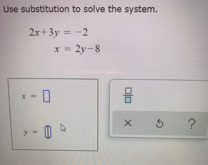 Solved Use substitution to solve the system. 2r + 3' = -2 r | Chegg.com