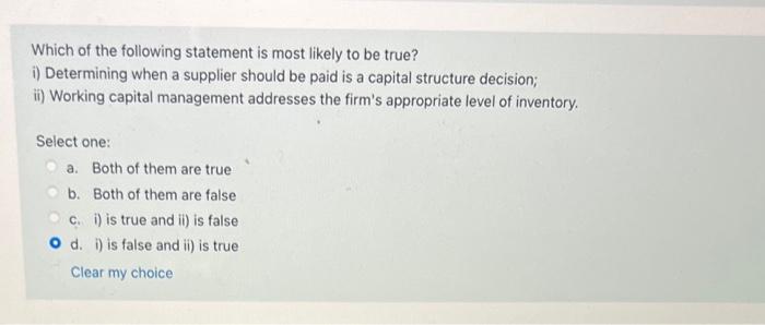 Solved Which of the following statement is most likely to be | Chegg.com