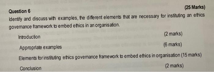 Solved (25 Marks) Question 6 Identify and discuss with | Chegg.com