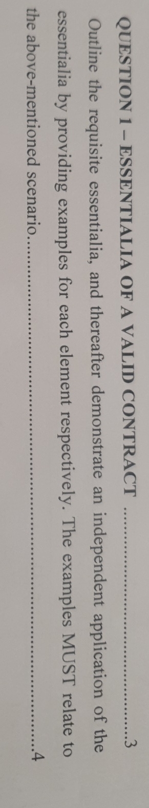 Solved QUESTION 1 - ﻿ESSENTIALIA OF A VALID CONTRACT | Chegg.com