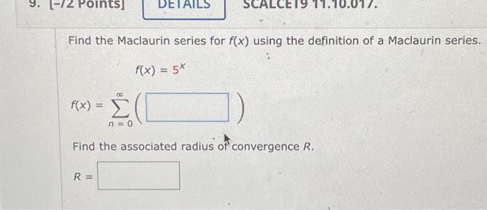 Solved Find the Maclaurin series for f(x) using the | Chegg.com