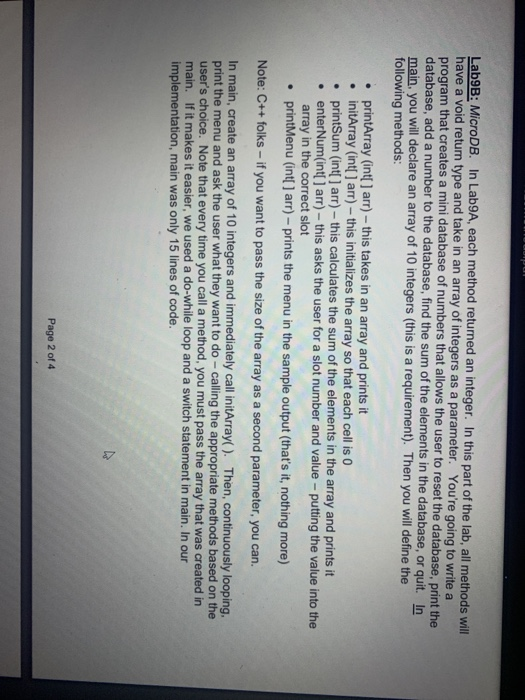 Solved Lab9B: MicroDB. In Lab9A, each method returned an | Chegg.com