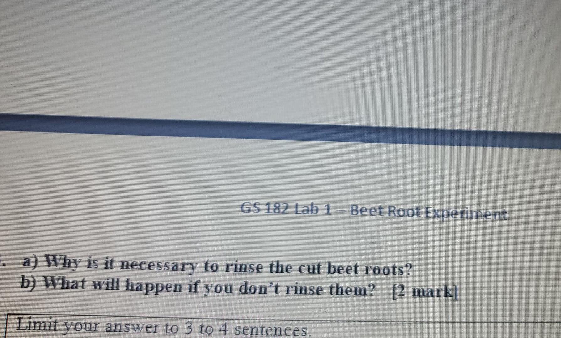 [Solved]: GS 182 Lab 1 - Beet Root Experiment 5. a