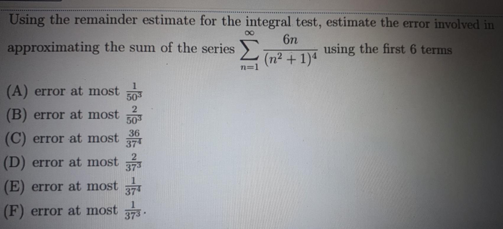 Solved Using the remainder estimate for the integral test, | Chegg.com