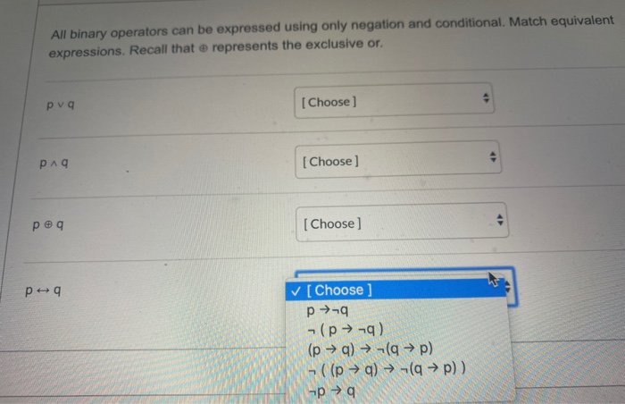 Solved All Binary Operators Can Be Expressed Using Only 0609