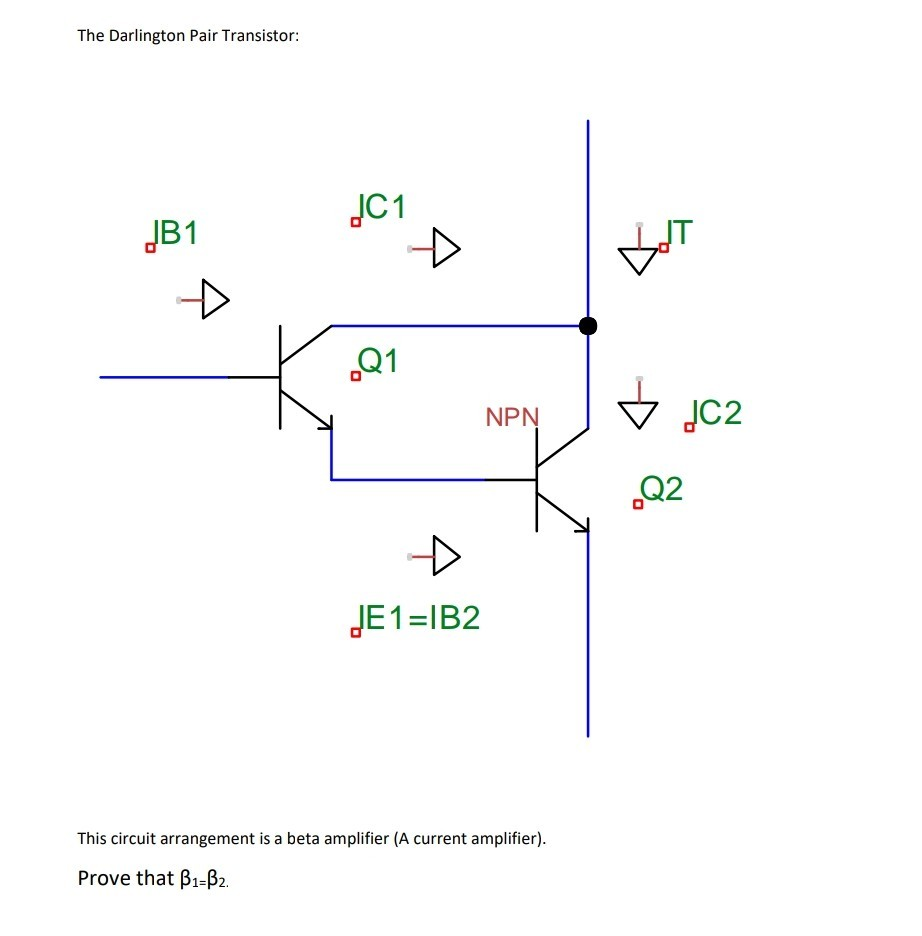 Solved The Darlington Pair Transistor: JC1 JB1 LIT Q1 NPN | Chegg.com