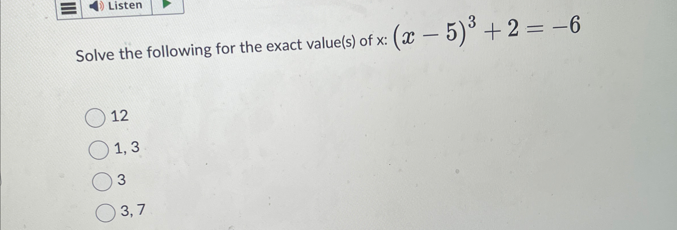 Solved ListenSolve the following for the exact value(s) ﻿of | Chegg.com