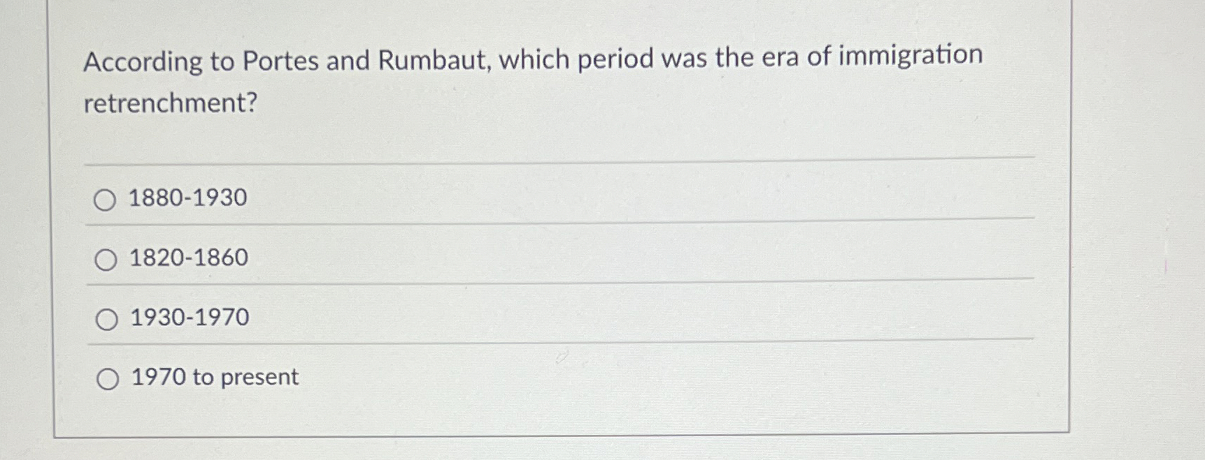 Solved According to Portes and Rumbaut, which period was the | Chegg.com