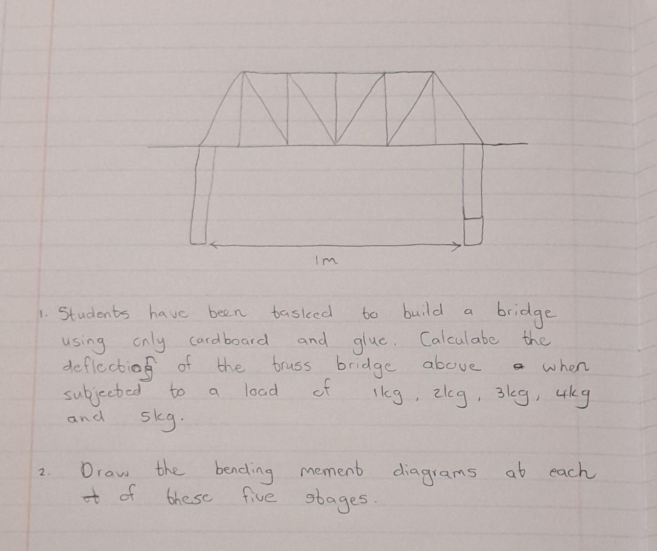 1. Students have been tasked to build a bridge using | Chegg.com