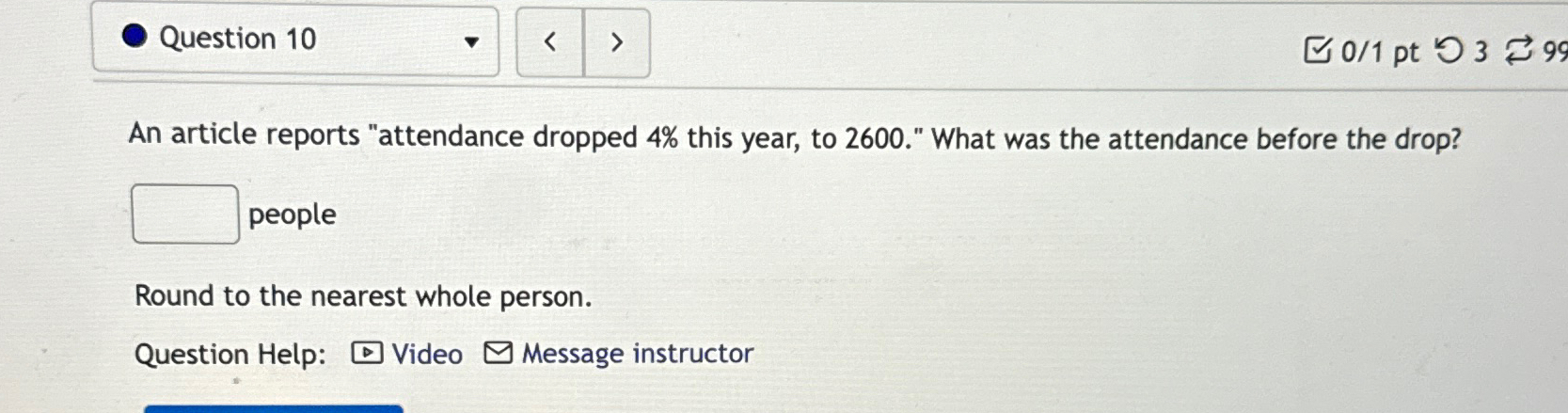 Solved Question 10『01 ﻿pt ぃ399An article reports "attendance | Chegg.com