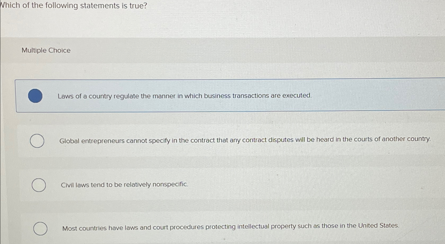 Solved Which of the following statements is true?Multiple | Chegg.com