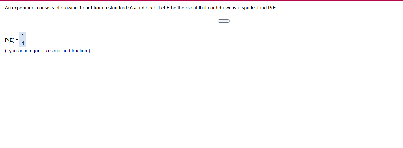 Solved An ﻿experiment consists of ﻿drawing 1 ﻿card from a | Chegg.com