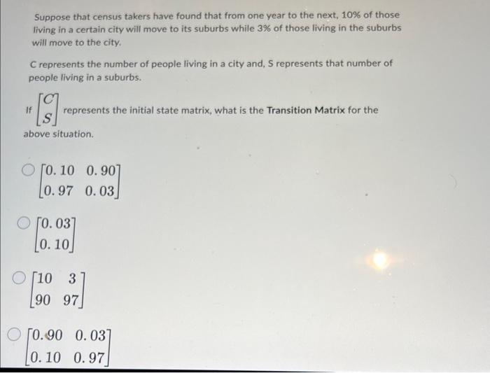 Solved Suppose that census takers have found that from one | Chegg.com